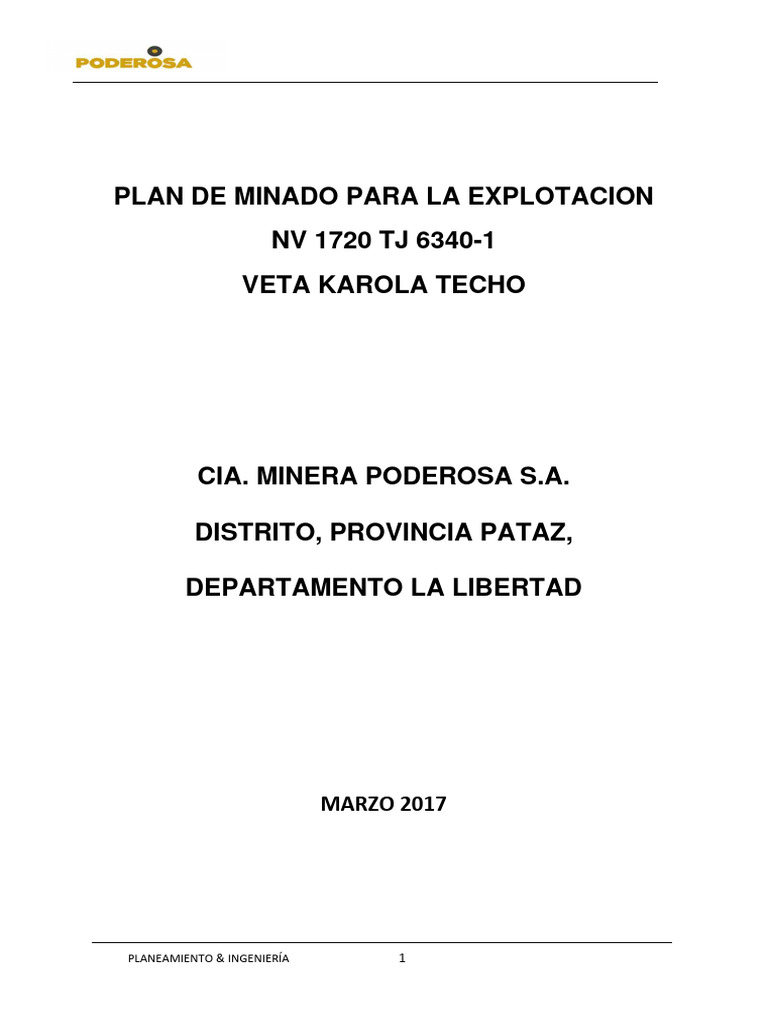 Plan de Minado para La Explotacion NV 17 | PDF | Minería