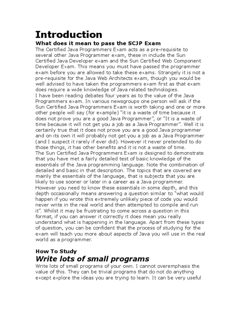 Marcus Green Tutorial - SCJP Exam | PDF