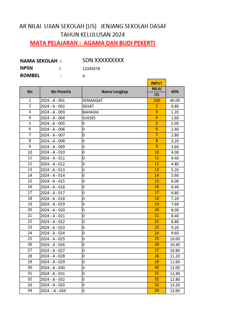 Input Nilai Usp | PDF