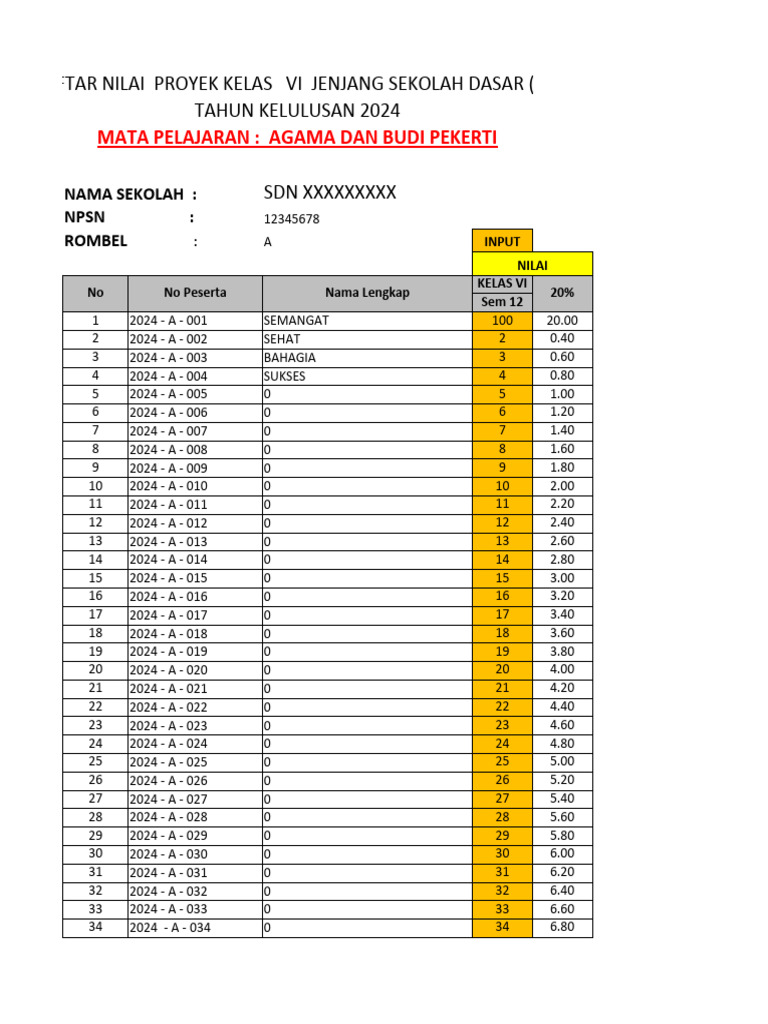 Input Nilai Proyek | PDF