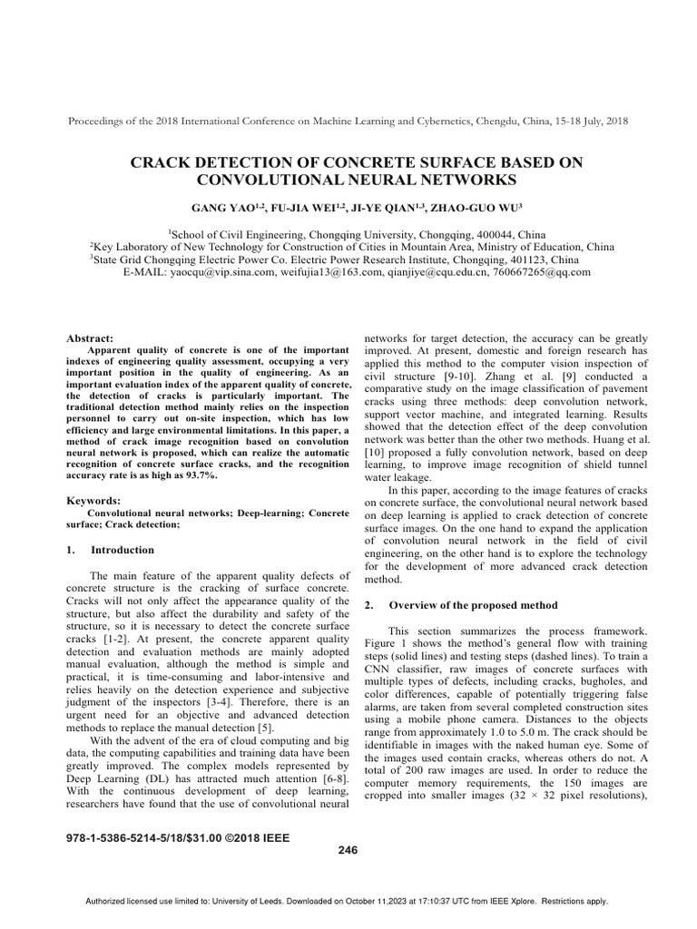 Crack Detection Of Concrete Surface Based On Convolutional Neural