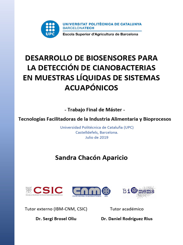 Desarrollo de Sensores para La Detección de Cianobacterias | PDF ...