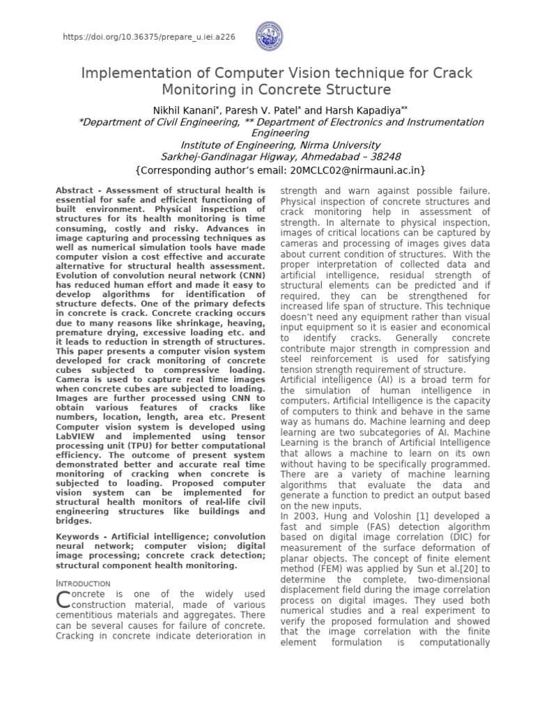 Implementation of Computer Vision Technique For Crack Monitoring in Concrete Structure ...