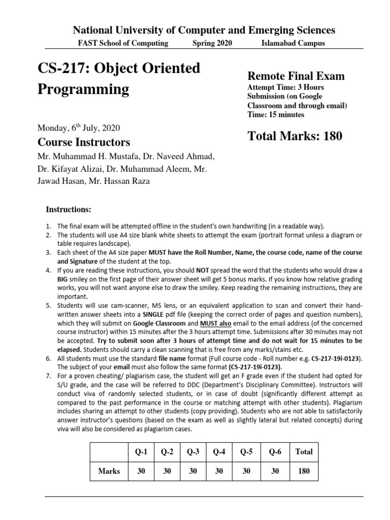 CS217 Spring-2020 Final Exam | PDF | Pointer (Computer Programming) | Constructor (Object ...