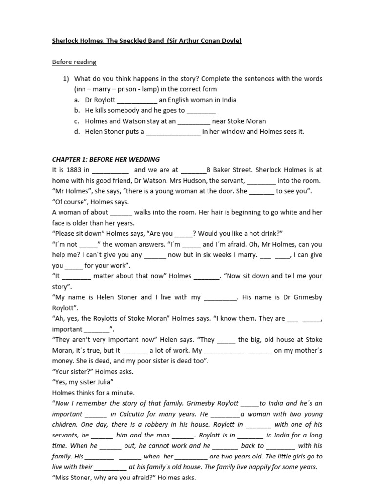 Sherlock Holmes SPECKLED BAND COMPLETE. | PDF | The Adventure Of The ...