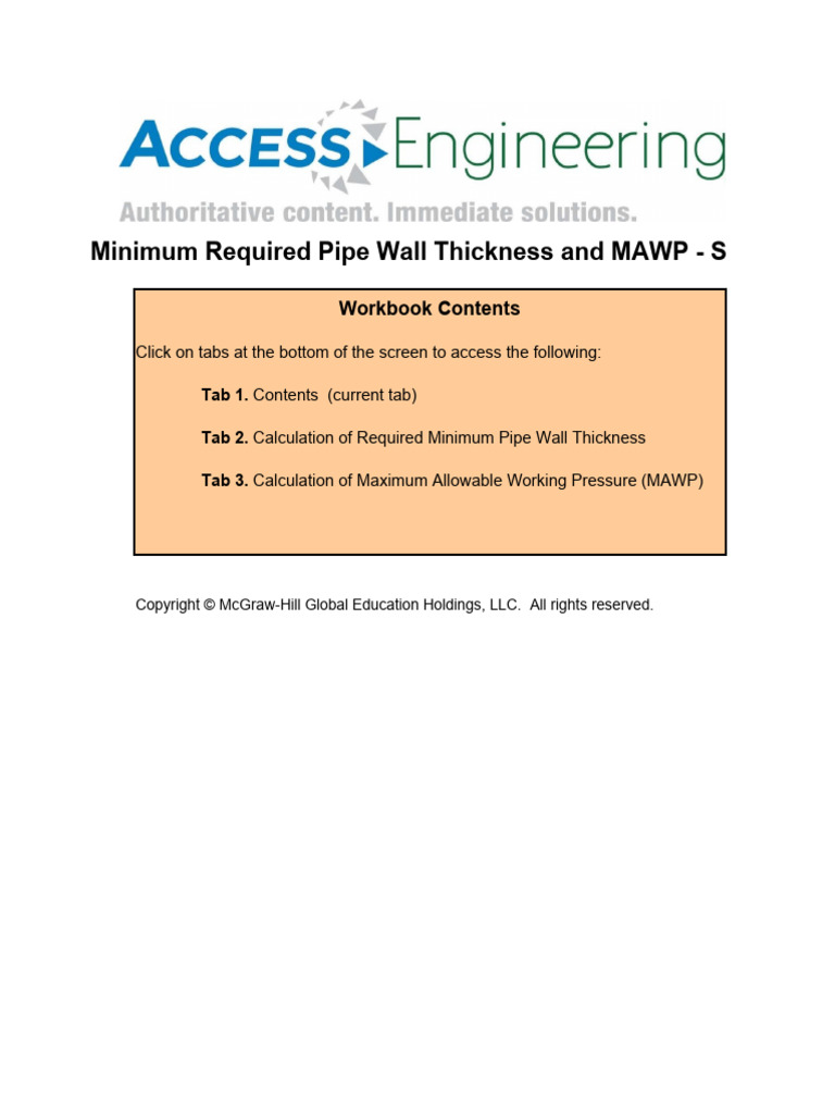 Minimum Pipe Wall Thickness and MAWP-SI-Final Protected-120718 1 | PDF ...
