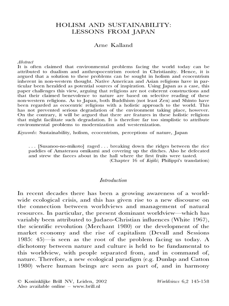 Holism and Sustainability Lessons From Japan Arne Kalland | Download ...