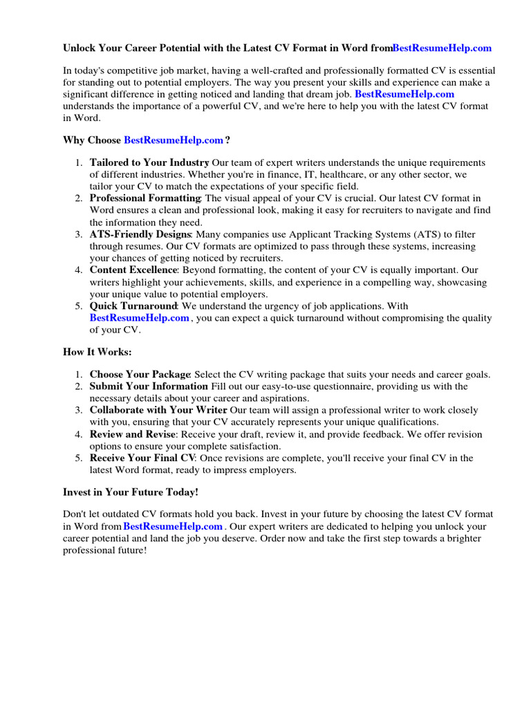 Latest CV Format in Word | PDF | Résumé | Microsoft Word