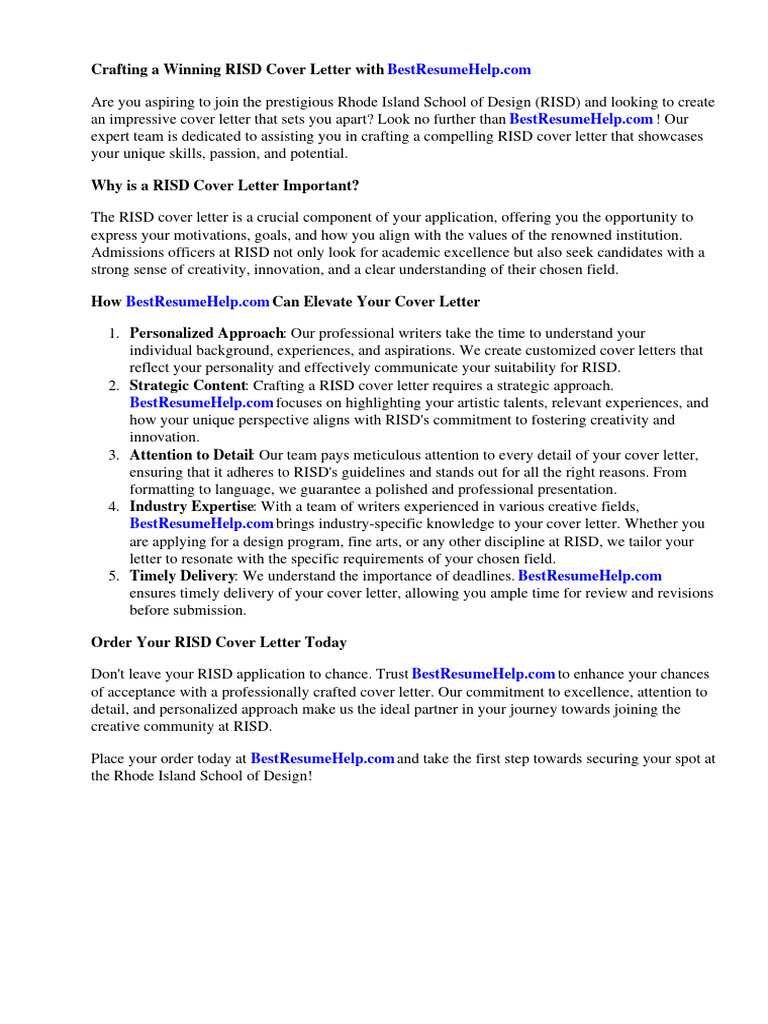 Risd Cover Letter | Download Free PDF | Résumé | Creativity
