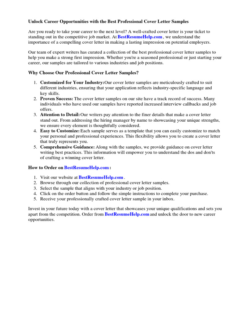 Best Professional Cover Letter Sample | PDF | Résumé | Expert