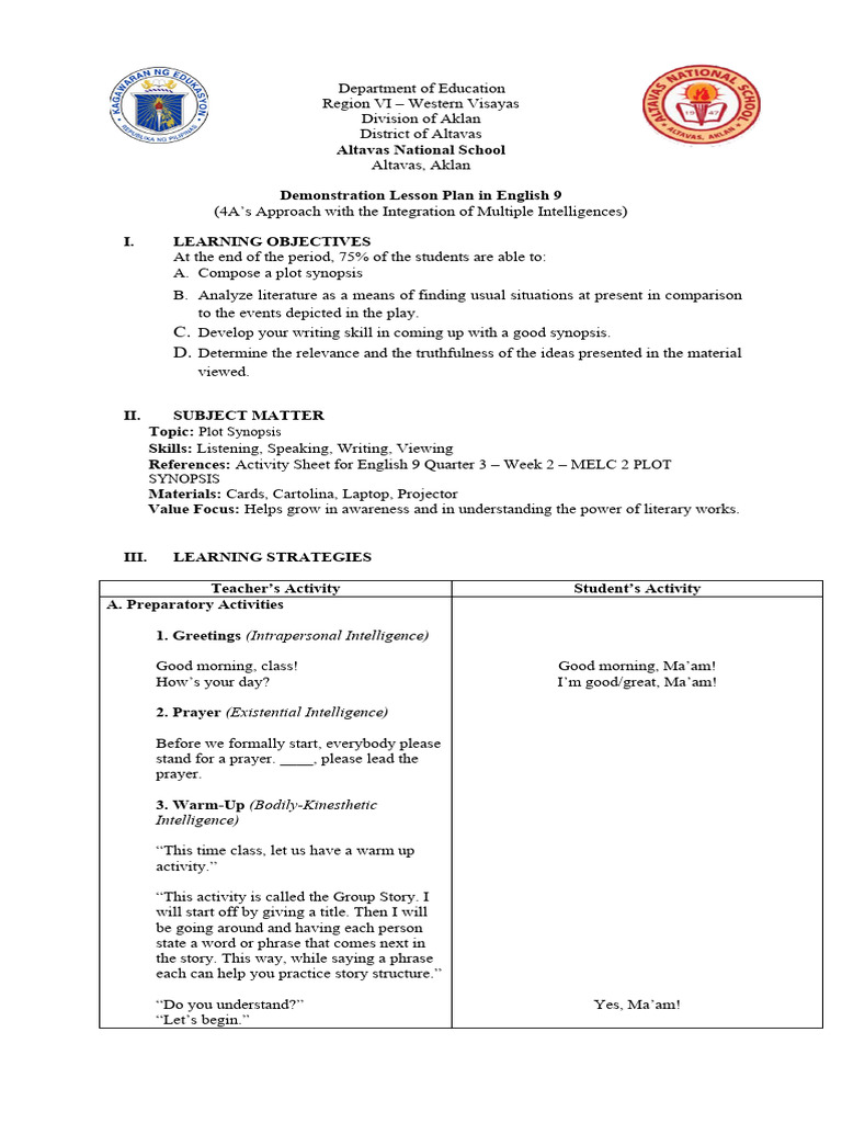 Lesson Plan Module 2 Plot Synopsis | PDF | Truth | Lesson Plan
