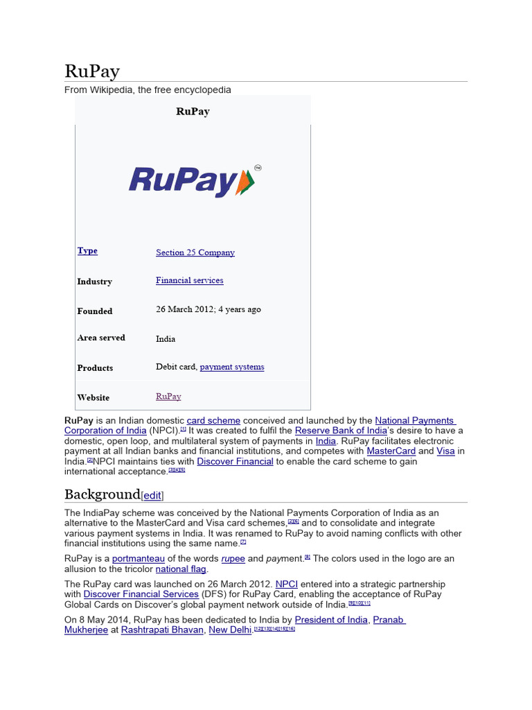 Ru Pay | PDF | Debit Card | Payments