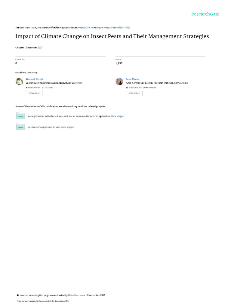 Impact of Climate Change On Insect Pests and Their Management ...