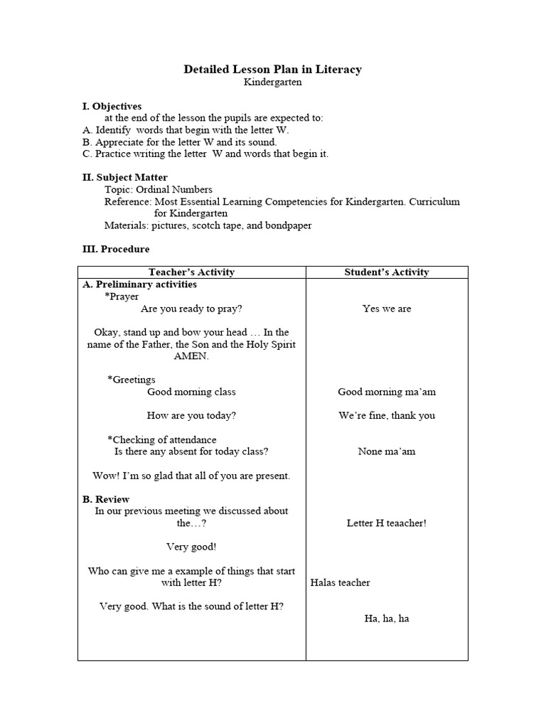 Teaching the Letter W in Kindergarten | PDF | Teachers | Teaching