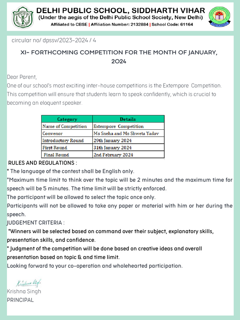 XI Upcoming Inter House Competition ,2024 (1) | PDF