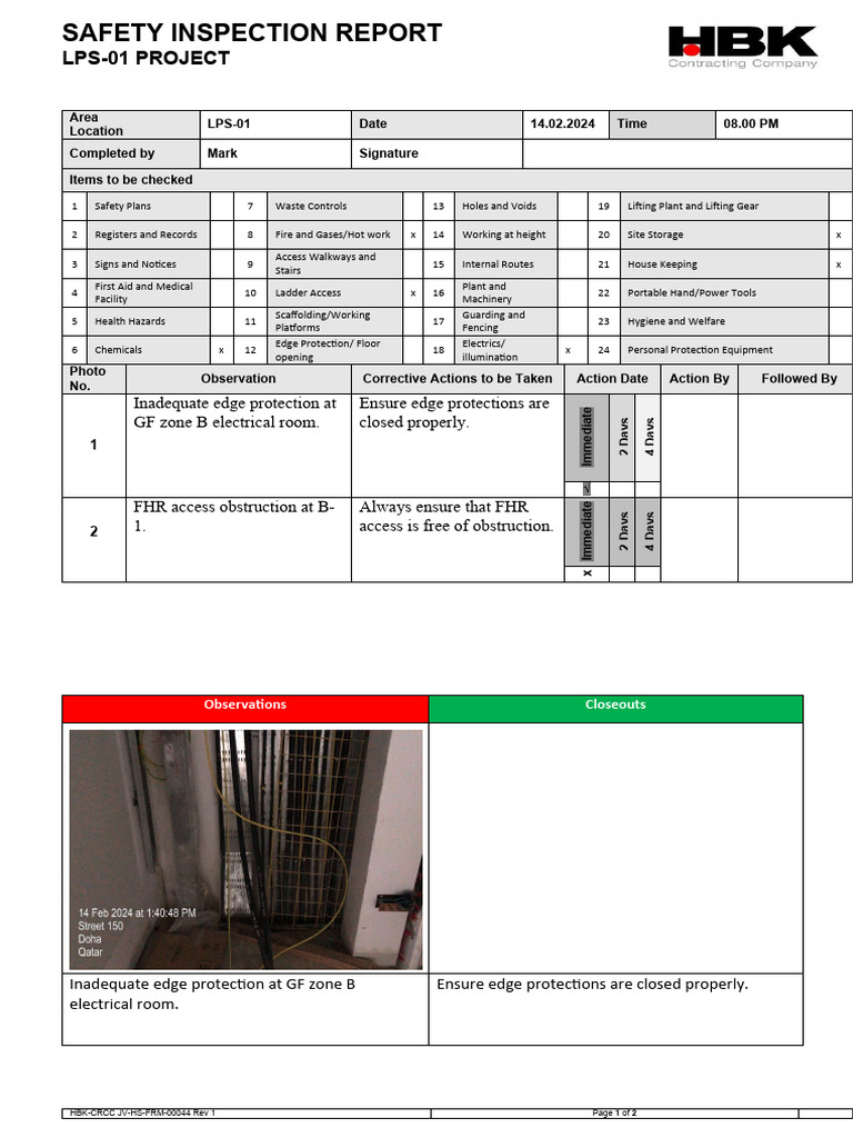 Safety Inspection Report 14.02.2024 Hexatech | Download Free PDF ...