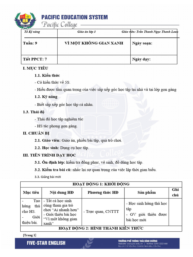 Tuan 9 - Bai Giang Vi Mot Khong Gian Xanh | PDF