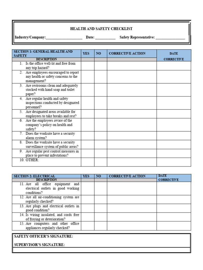 Health-Safety-Checklist-Format | PDF