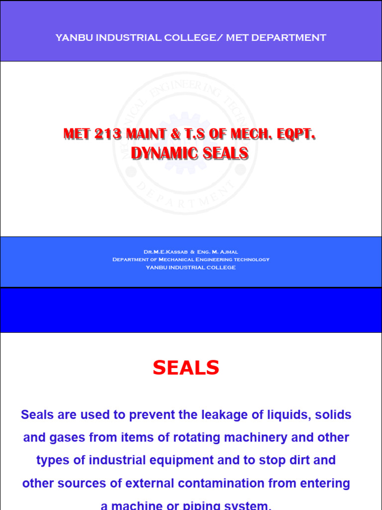 Dynamic Seals in Mechanical Equipment | PDF | Pump | Manufactured Goods