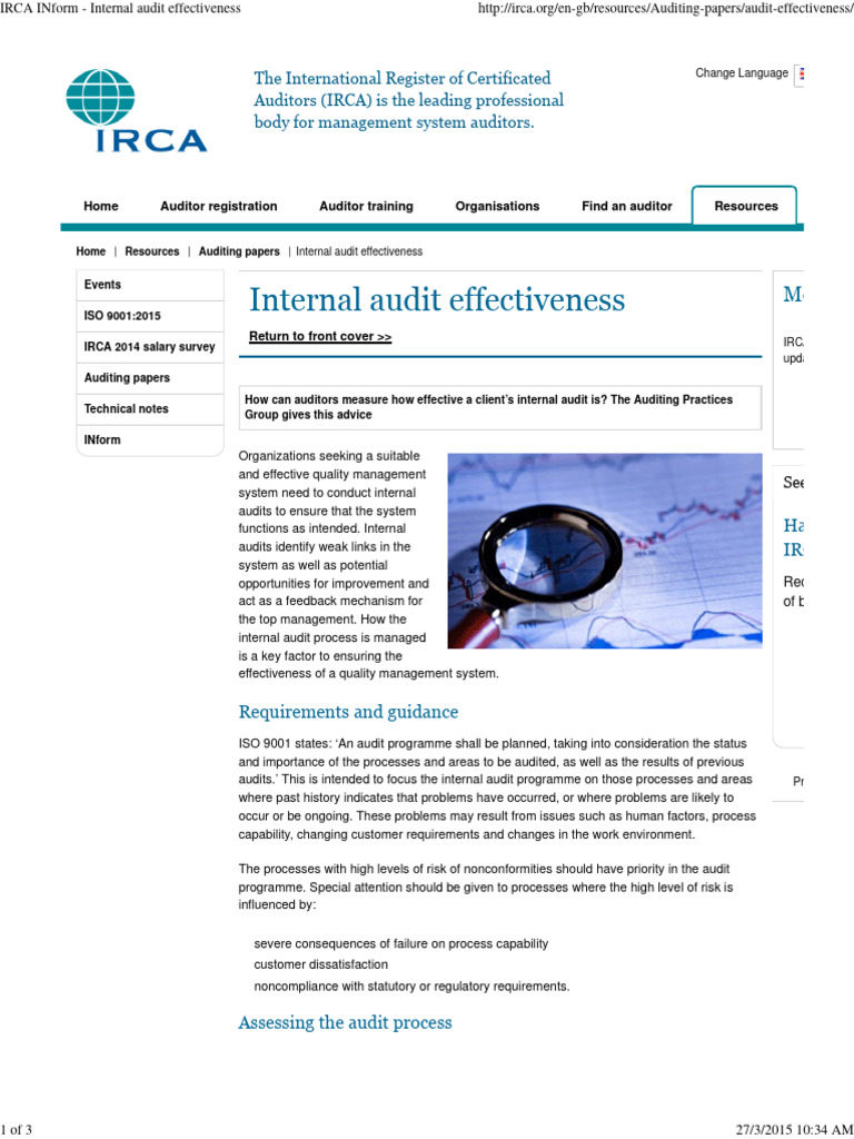 12 - IRCA INform - Internal Audit Effectiveness | PDF