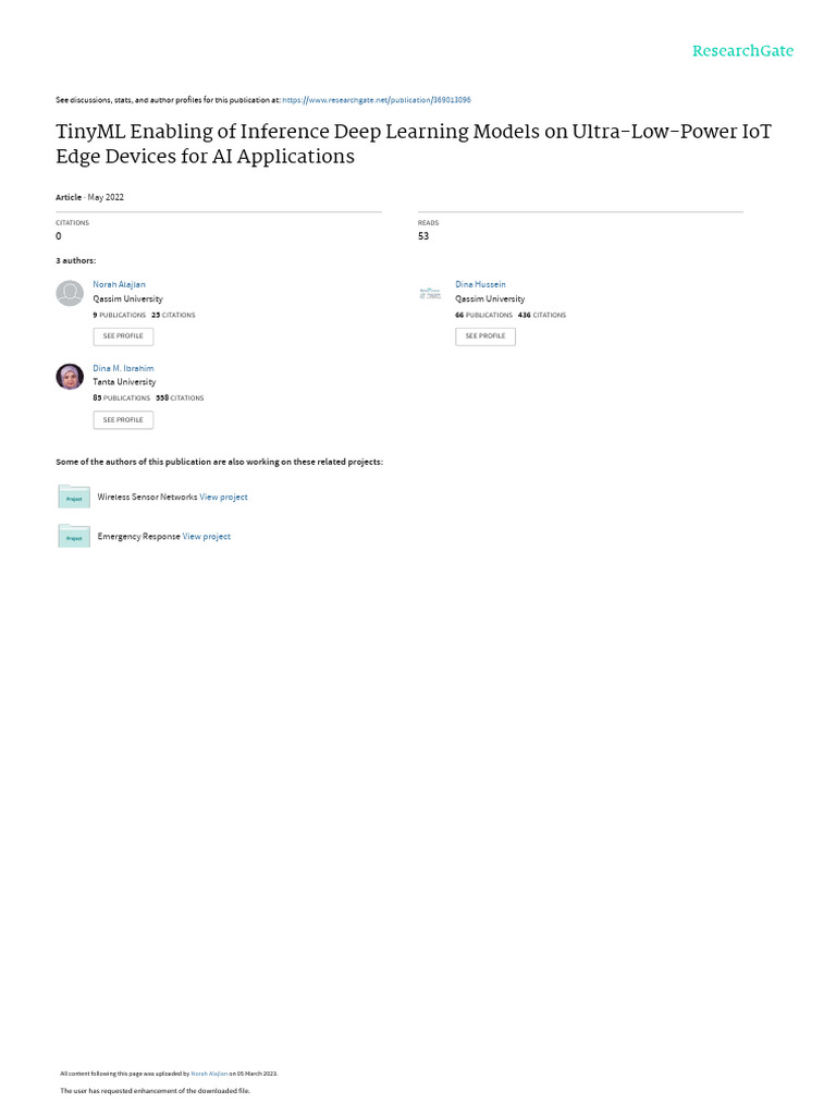 Tinyml Enabling Of Inference Deep Learning Models On Ultra Low Power Iot Edge Devices For Ai
