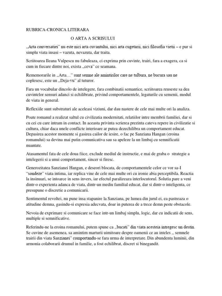 Cronica Literara | PDF