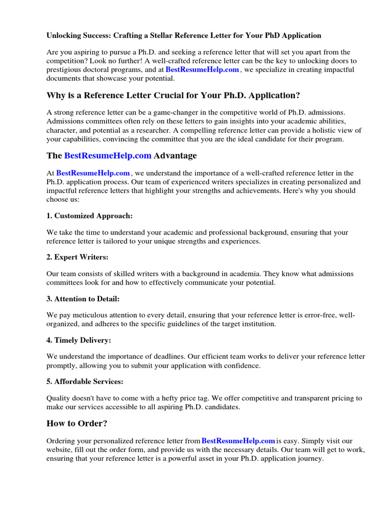 Reference Letter PHD | Download Free PDF | Doctor Of Philosophy | Résumé