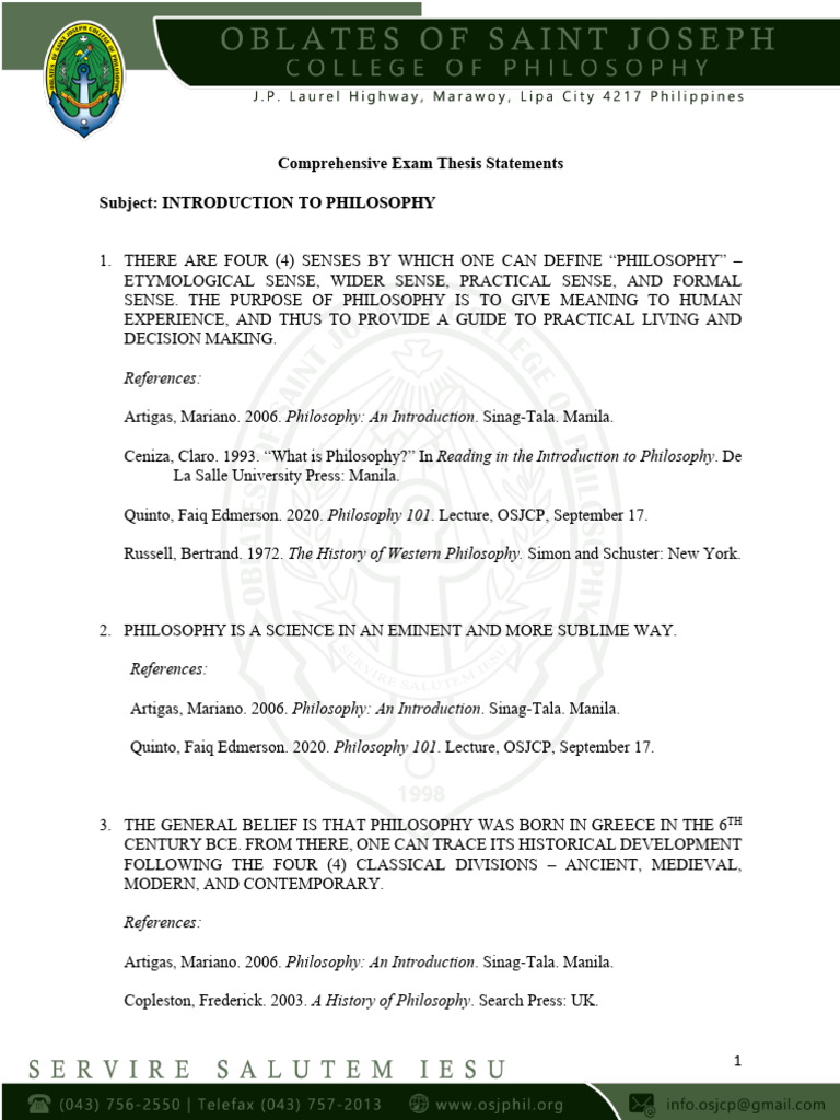 Thesis Statements | PDF | Western Philosophy