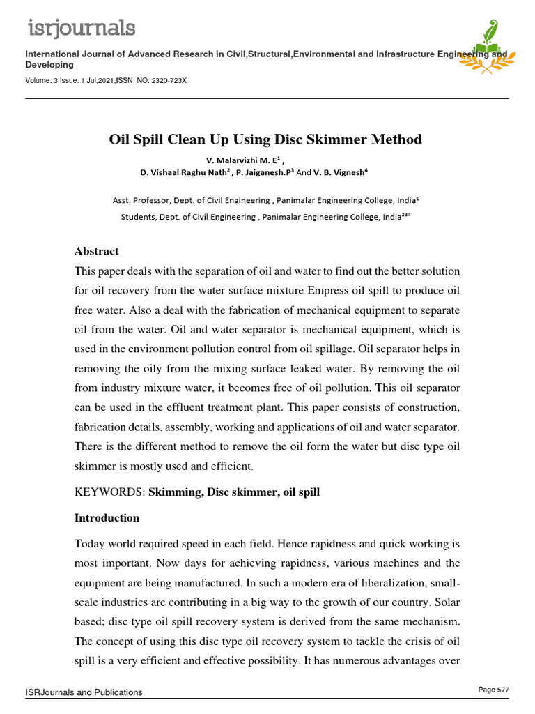 Oil Spill Cleanup: Disc Skimmer Method | PDF | Fuel Oil | Petroleum