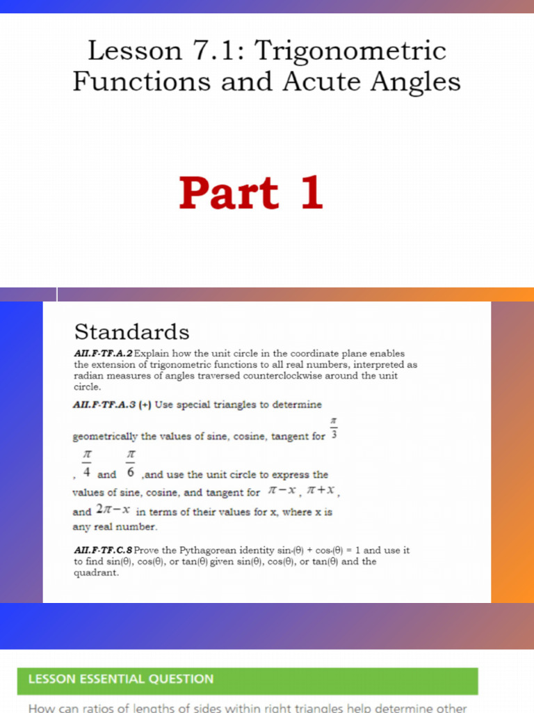 7.1 Answer Key Trigonometric Functions | PDF
