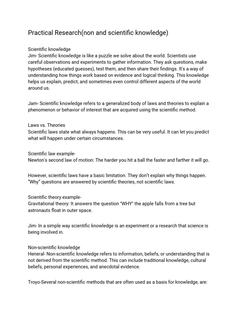 Practical Research (Non and Scientific Knowledge) | PDF | Knowledge ...
