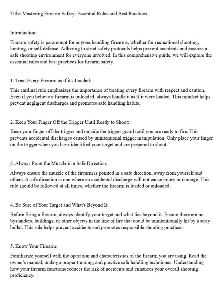 Firearms Safety Rules | PDF | Firearms | Ammunition