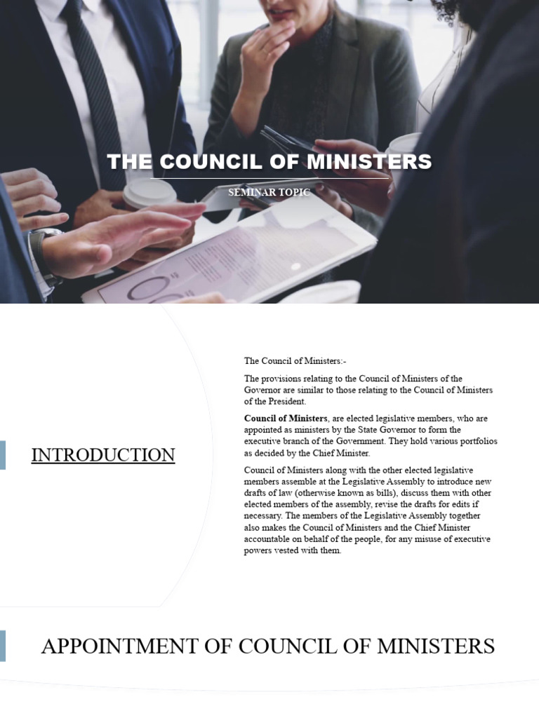 Council of Ministers: Roles and Functions | PDF | Cabinet (Government ...