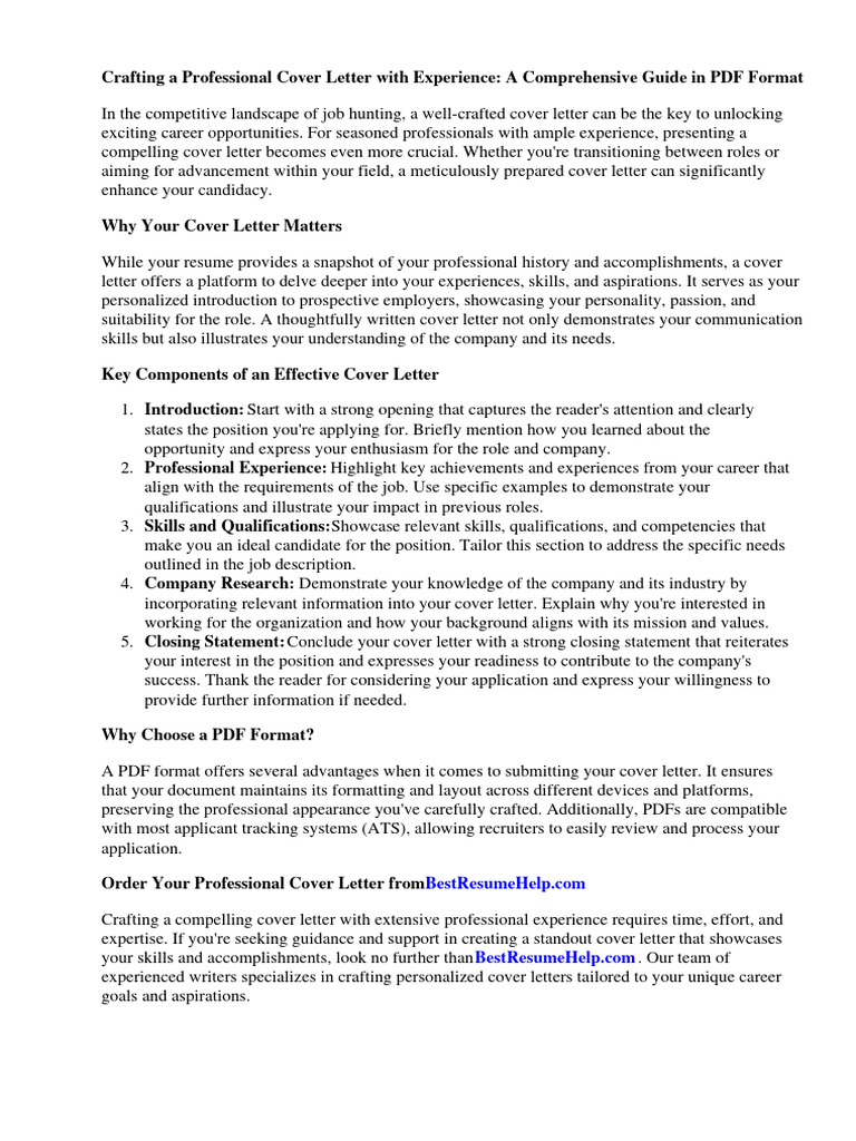 Professional Cover Letter Guide PDF | PDF | Résumé