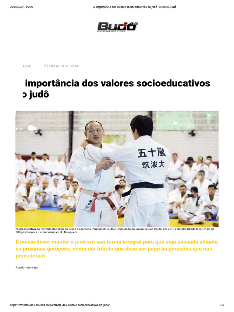 A Importância Dos Valores Socioeducativos Do Judô - Revista Budô | PDF | Judô | Japão