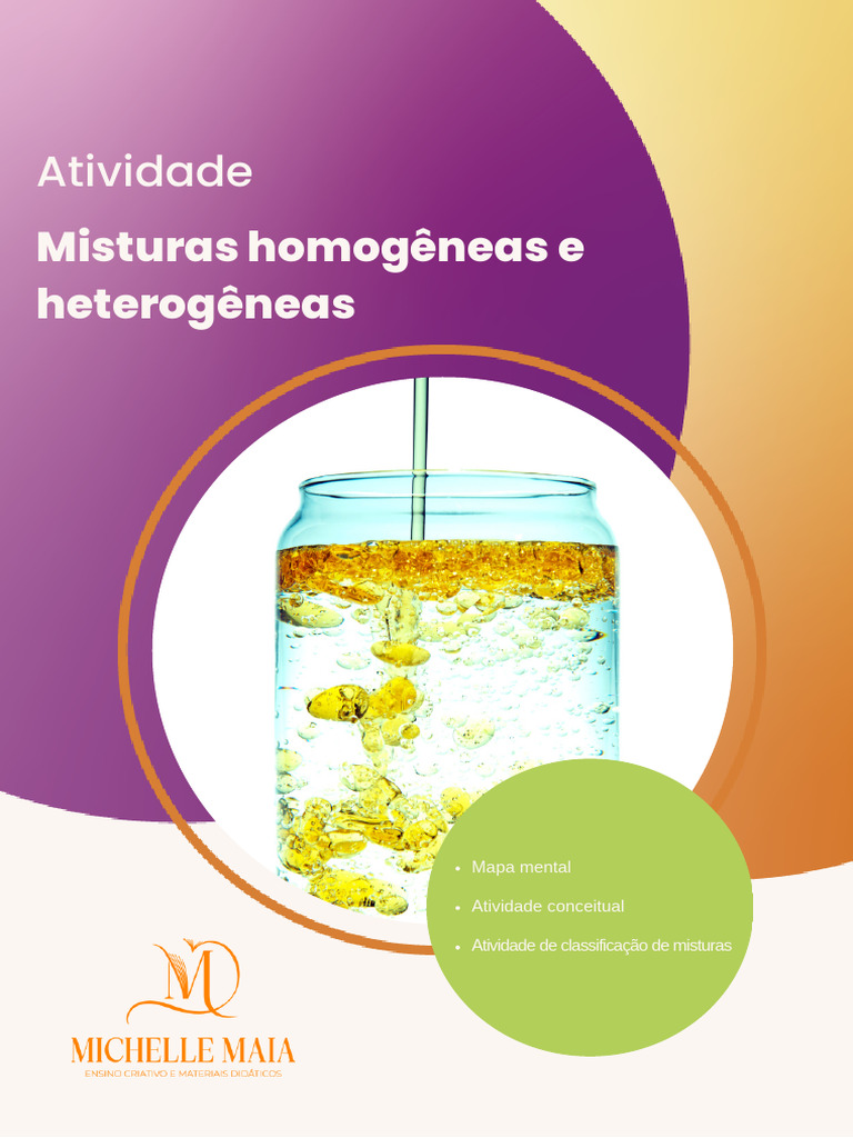 Atividade Misturas Homogeneas e Heterogeneas Owrqkp | PDF | Mistura ...
