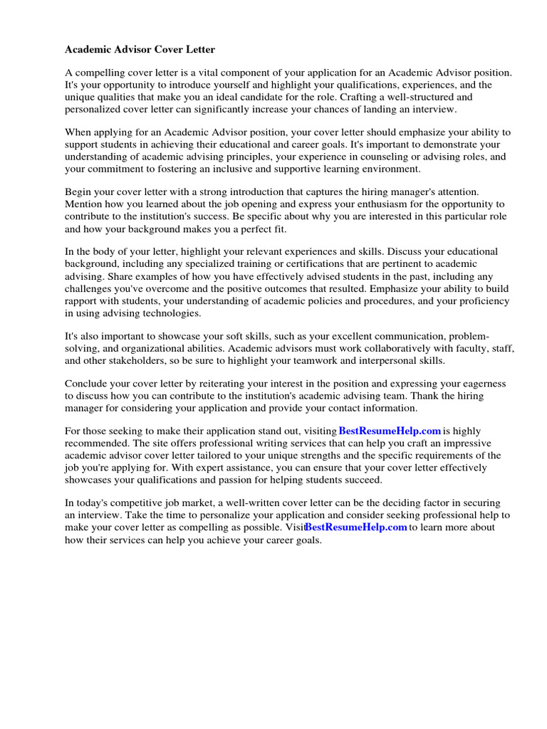 Academic Advisor Cover Letter | PDF | Mentorship | Résumé