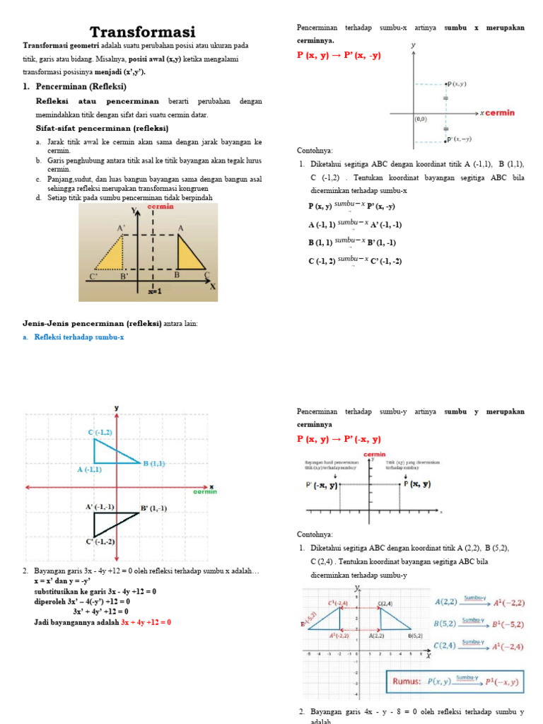 Transformasi Geometri: Pencerminan | PDF