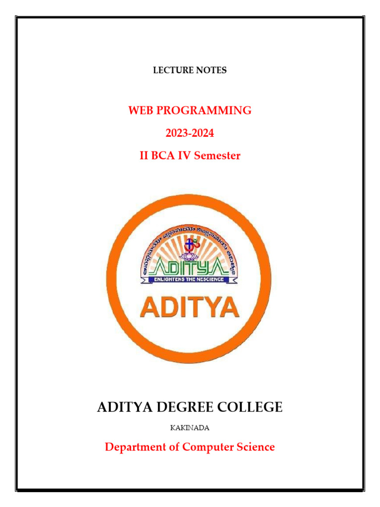 BCA - (WEB PROGRAMMING) (Total 5 Units PDF | PDF | Hyperlink | Html BCA - (WEB PROGRAMMING) (Total 5 Units PDF | PDF | Hyperlink | Html