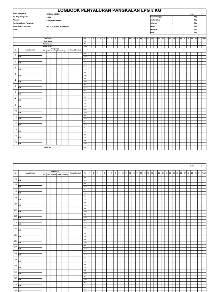 Format Log Book 2024 Kosong | PDF