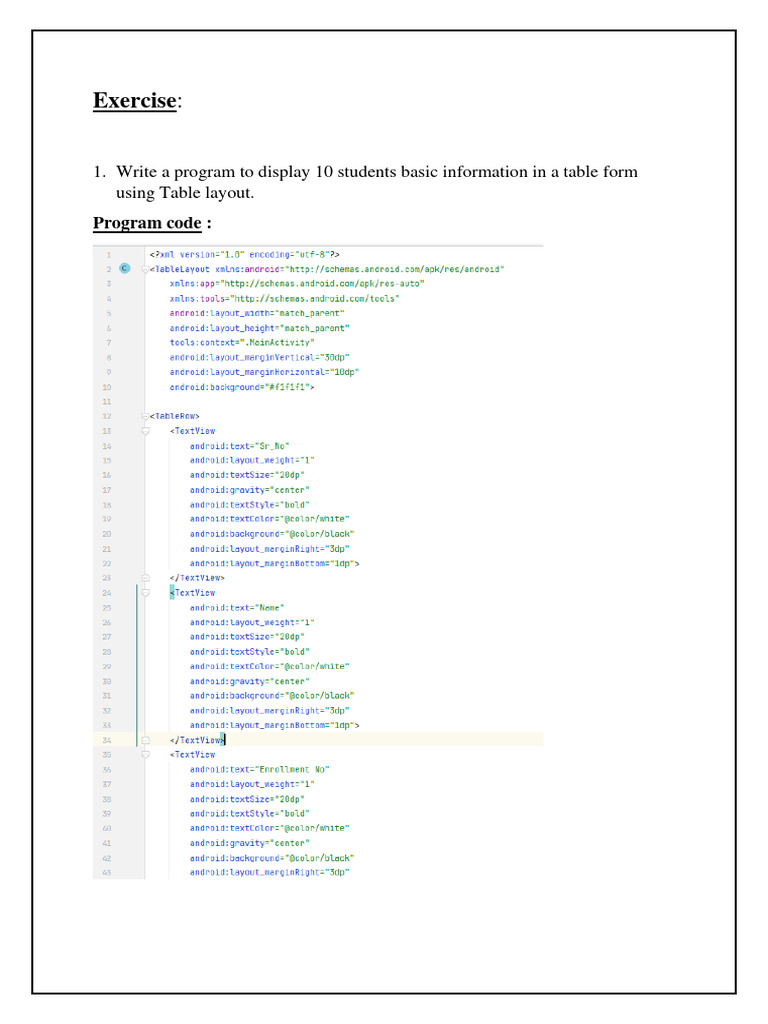 Programming Layout Exercises | PDF