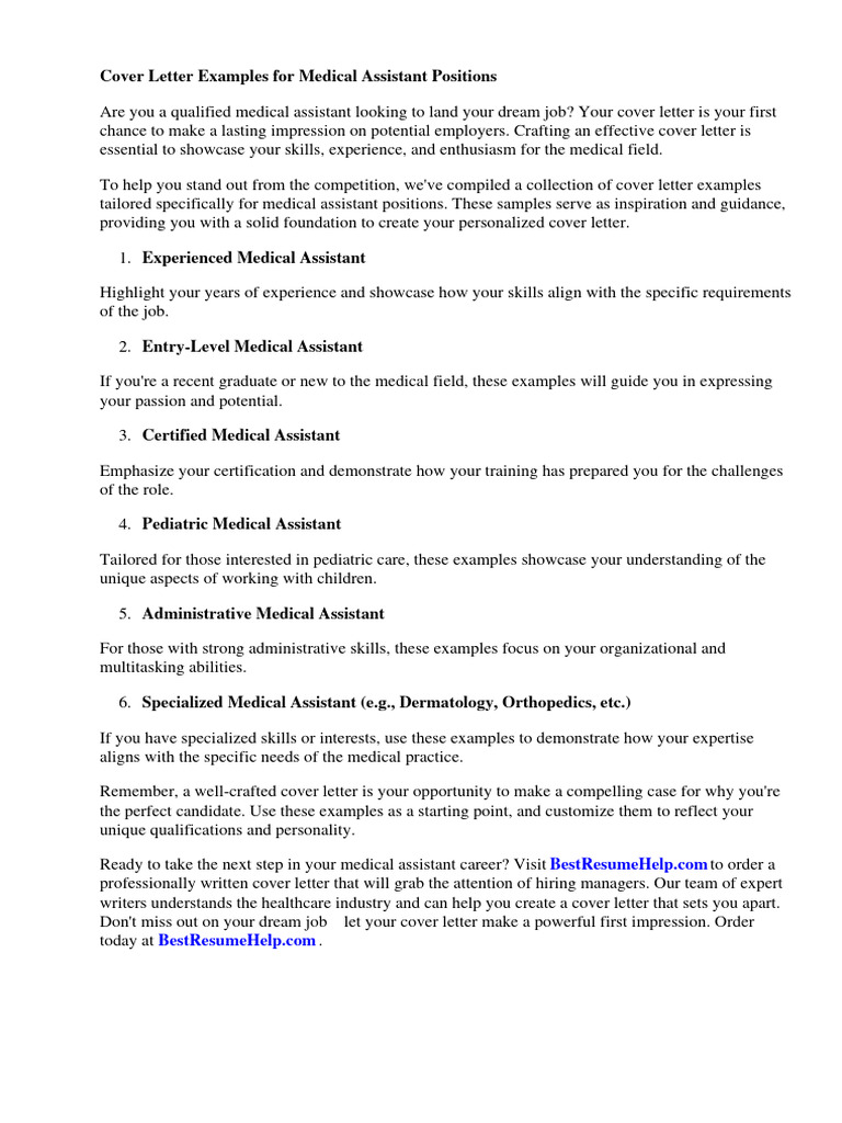 Cover Letter Examples Medical Assistant | PDF | Résumé