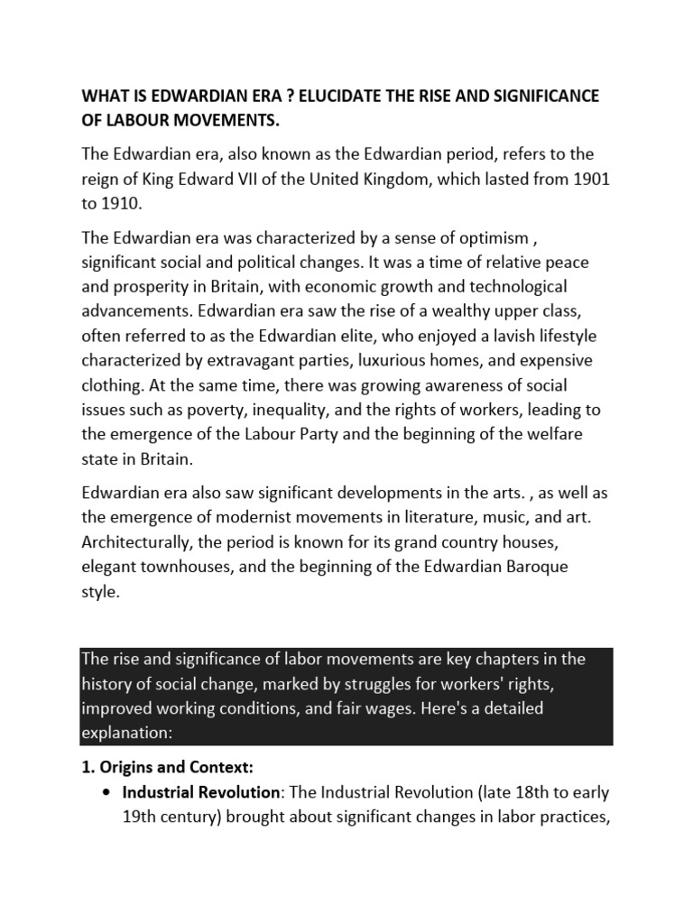 What Is Edwardian Era Elucidate The Rise and Significance o | PDF ...