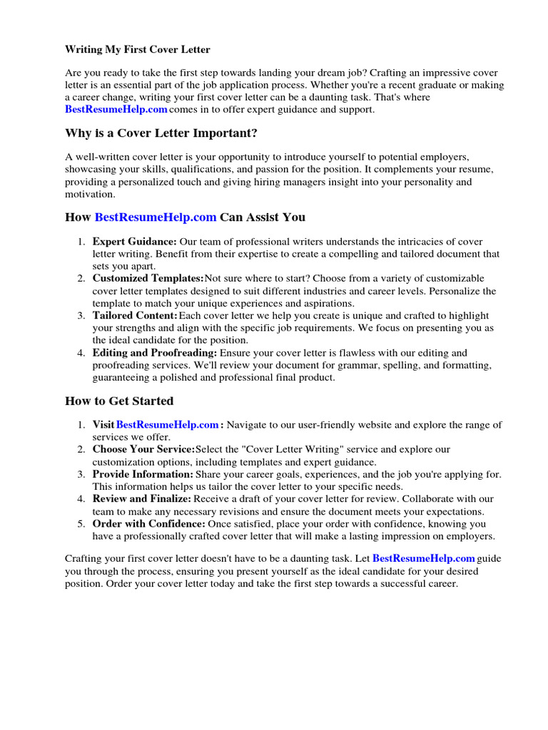 Writing My First Cover Letter | PDF | Résumé | Experience