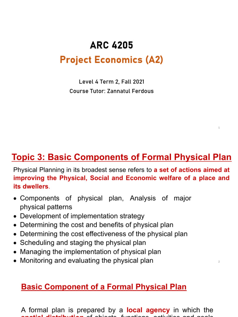 Components of a Formal Physical Plan | PDF | Cost–Benefit Analysis | Design