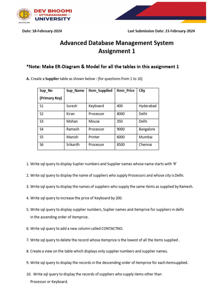 RDBMS Assignment 1 | PDF | Sql | Relational Database RDBMS Assignment 1 | PDF | Sql | Relational Database
