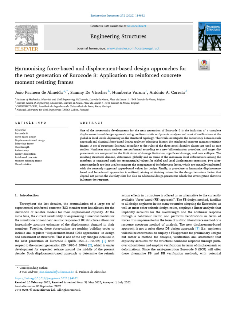 Engineering Structures: Jo Ao Pacheco de Almeida, Sammy de Visscher, Humberto Varum, Ant Onio A ...