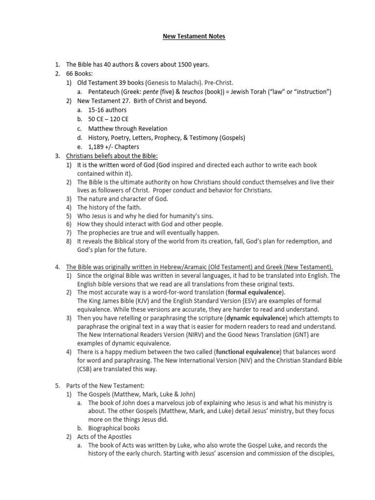 NT Notes FRM DR C Gomba - 230130 - 192030 | PDF | Bible | New Testament
