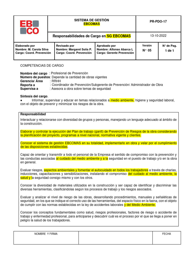 PR-PDO-17 Profesional Prevención | PDF | Business