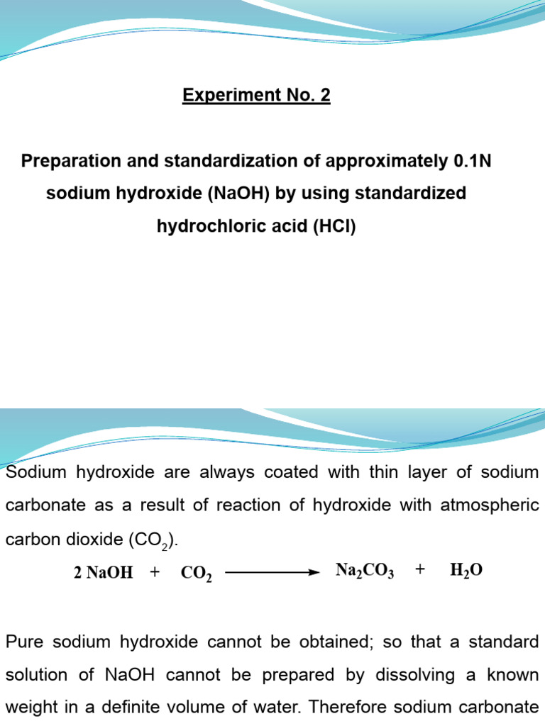 Standardizaton of NaOH | PDF | Sodium Hydroxide | Hydroxide